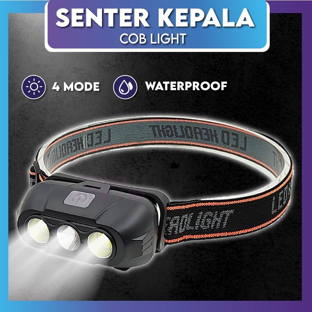 Jual Senter Kepala COB Cree Light Headlamp LED Bersepeda Bisa Cas | Shopee Indonesia