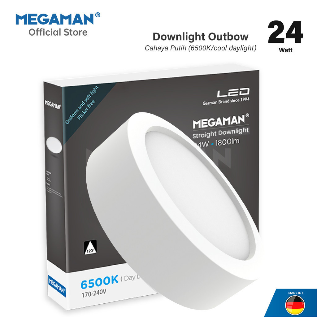 Jual Lampu Downlight LED 24W MQTL1119-Y V2 M MEGAMAN 6500K 170-240V ...