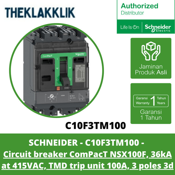 Jual KLAK99 SCHNEIDER - C10F3TM100 - Circuit breaker ComPacT NSX100F ...