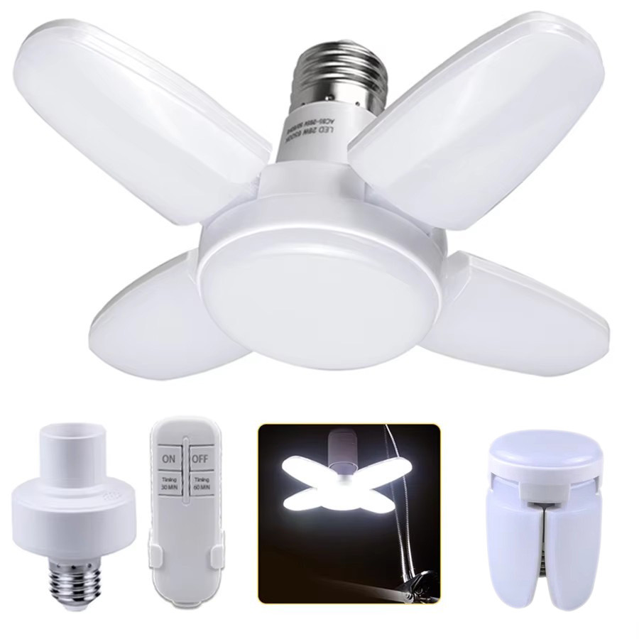 Jual E27 LED Bulb Fan Blade Timing Lamp AC85-265V 28W Foldable Led ...