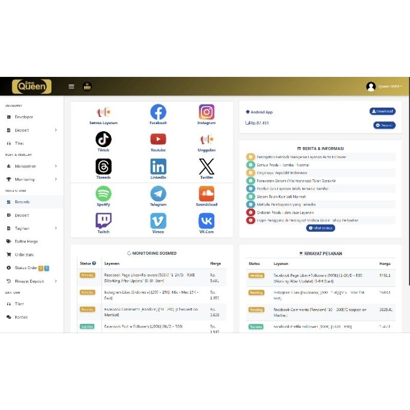 Jual Source Code Queen SMM Panel | Shopee Indonesia