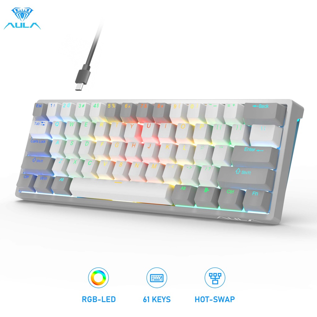 Jual AULA RGB 60 Percent Wired Gaming Mechanical Keyboard Mini Compact ...
