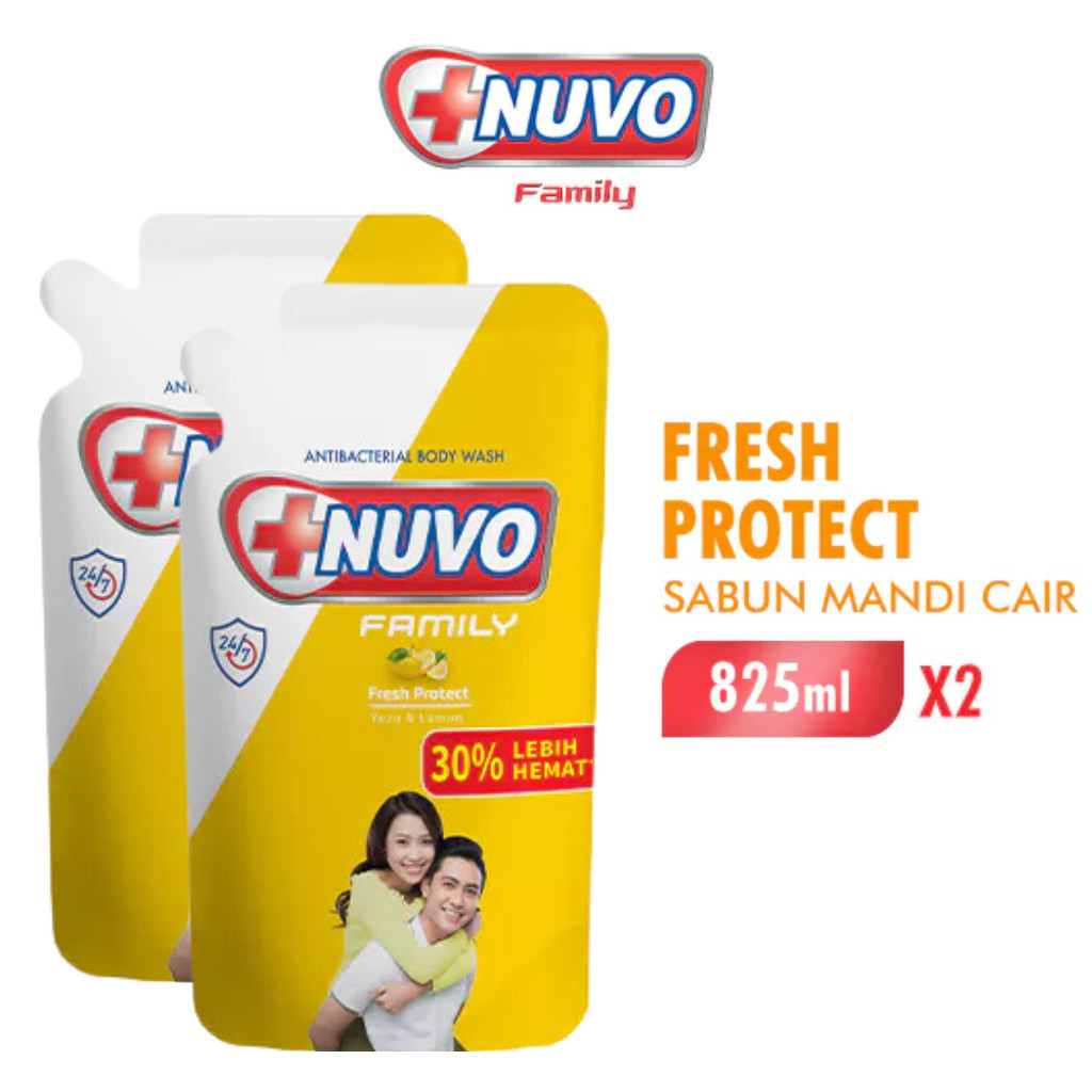 Jual [DAPAT 2] Nuvo 825ml Kuning Family Sabun Mandi Cair Kuning Fresh ...