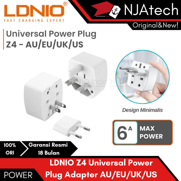 Jual LDNIO Travel Plug Z4 Universal Adapter Socket AU/EU/UK/US 6A ...