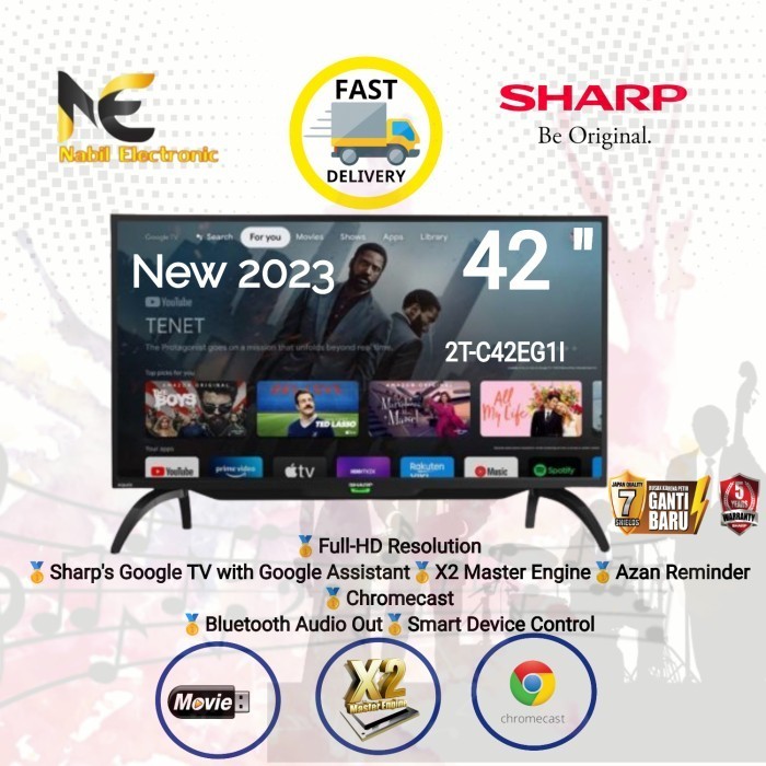 Jual SHARP 2T-C42EG1I LED ANDROID SMART GOOGLE TV 42 INCH NEW 2023 | Shopee Indonesia