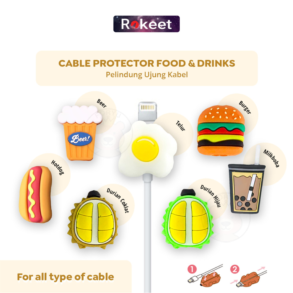 Jual Rokeet Pelindung Kabel Motif Kartun Food & Drinks Cable Bite Cable Protector | Shopee Indonesia