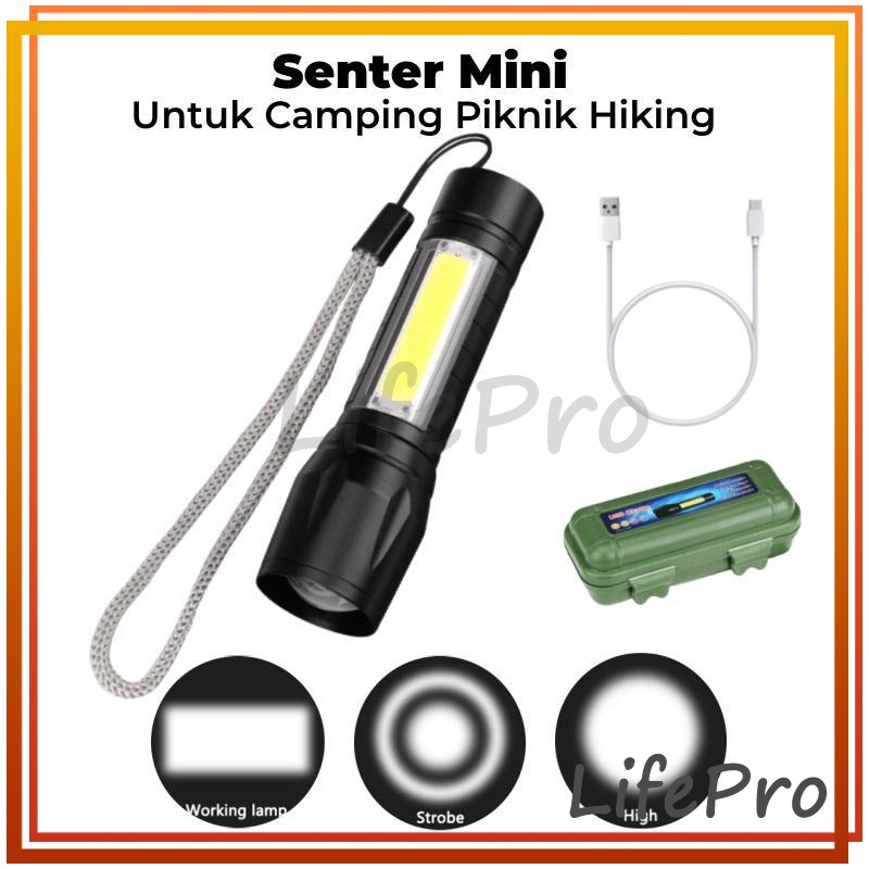 Jual Lifepro Mini XPE COB LED Zoom Super Terang Swat Police Light ...