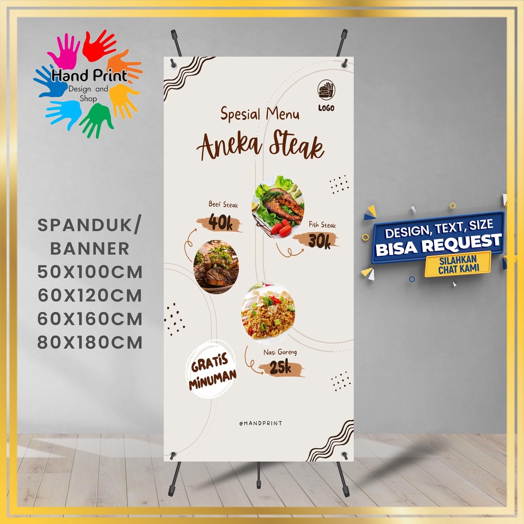 Jual SPANDUK / BANNER Aneka Steak Sapi Ikan Nasi Goreng 60x160 CM Cocok ...