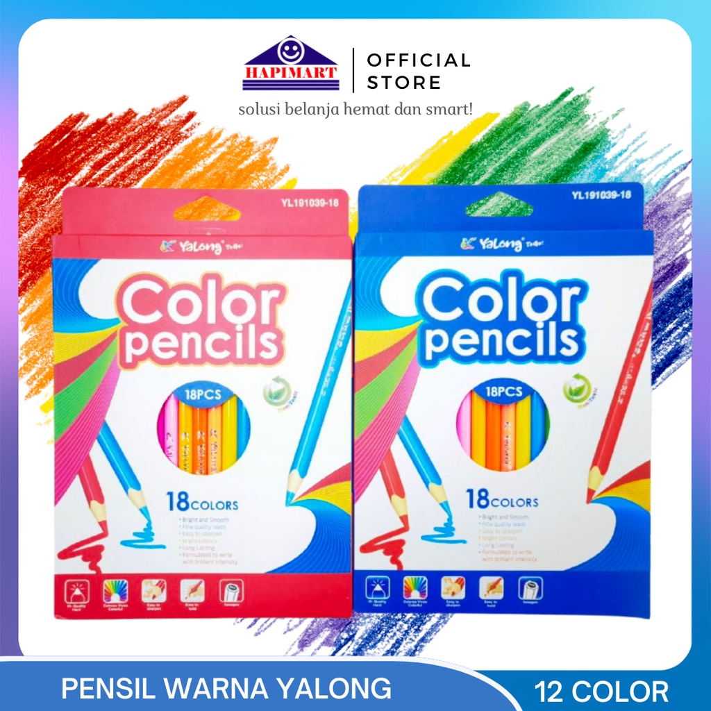 Jual Color Pensil Yalong Non Toxic Hexagonal Color Cerah Dan Cemerlang ...