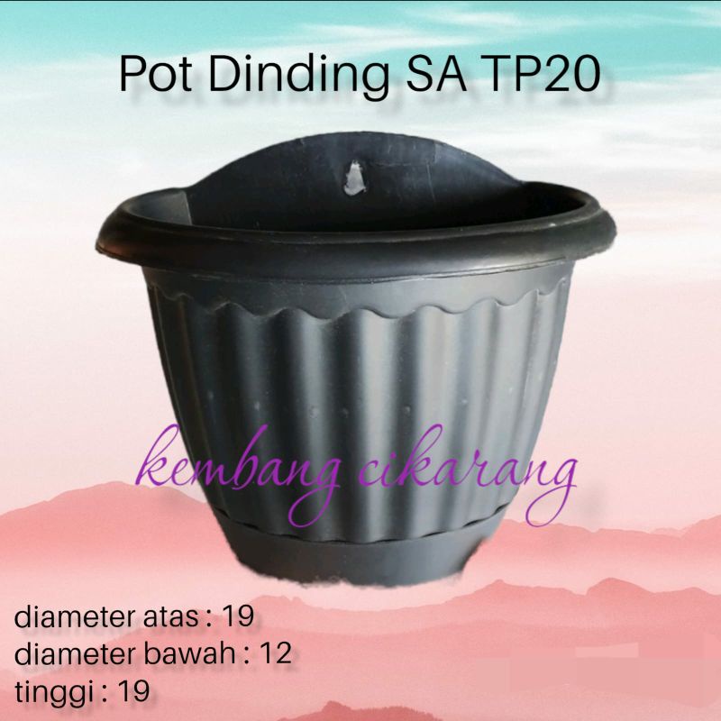 Jual (1pc) SA DINDING TP20 (19cm) : pot bunga tempel dinding plastik ...