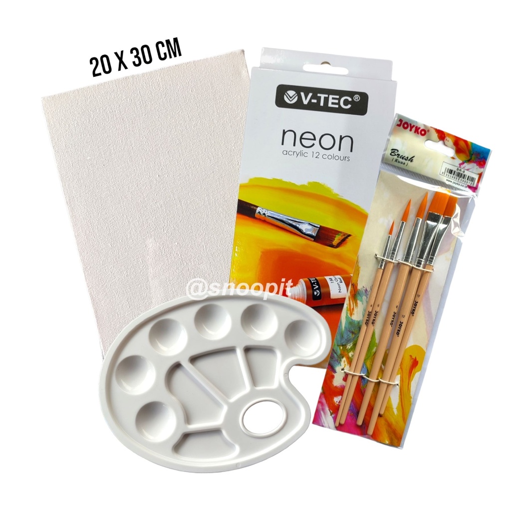 Jual Paket Melukis Lengkap Set 4 in 1 Set Kanvas 20x30 Kuas Palet dan ...