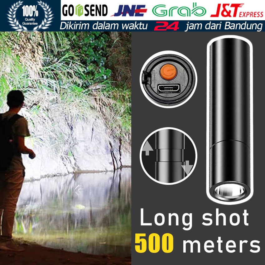 Jual LED Senter / Lampu Senter Led Mini Portable / Super Terang Jarak Jauh Usb Rechargeable ...