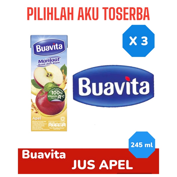 Jual BUAVITA APPLE Jus Apel 245 ml - ( HARGA 3 pcs ) | Shopee Indonesia
