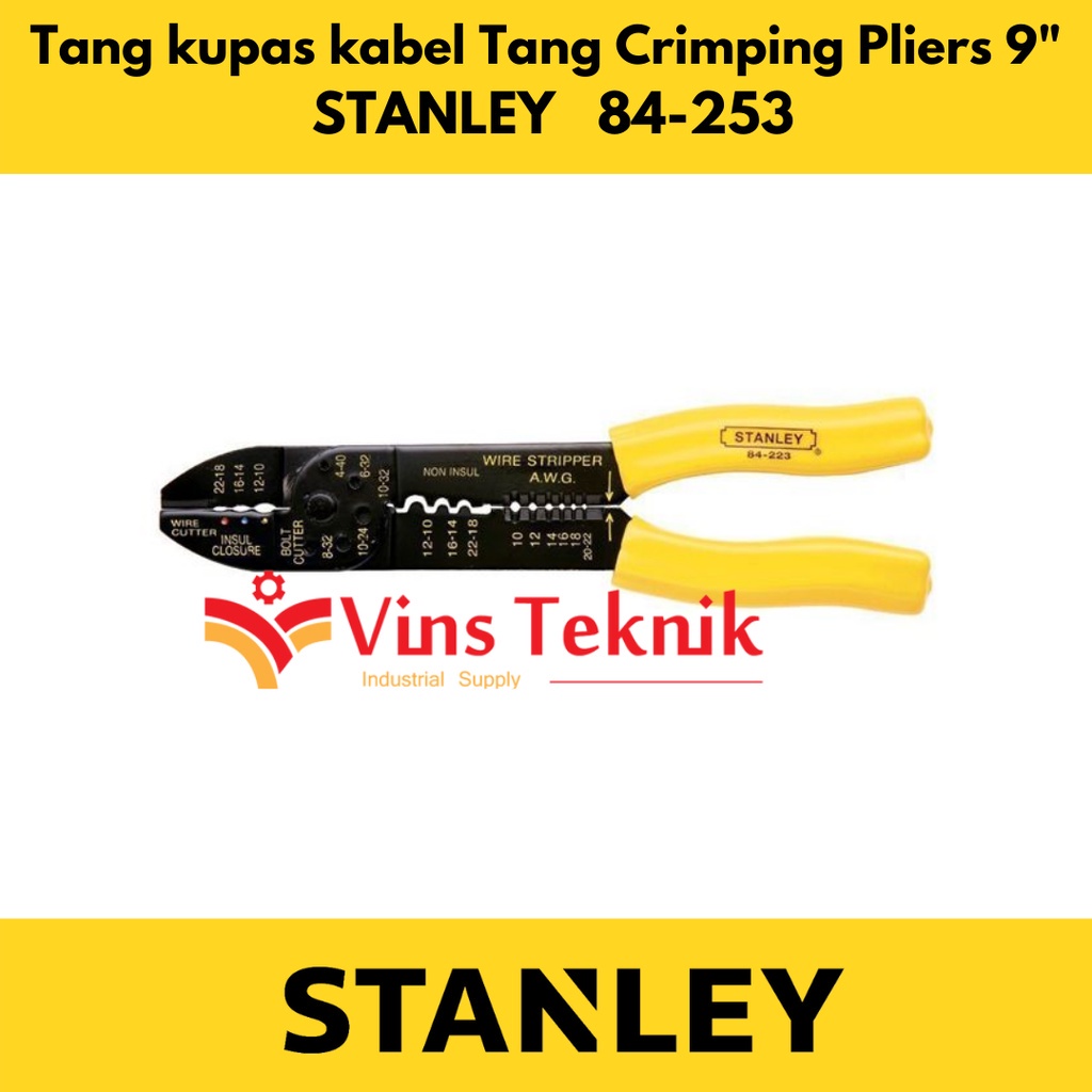 Jual STANLEY 84-253 tang kupas kabel tang crimping pliers 9inch | Shopee Indonesia