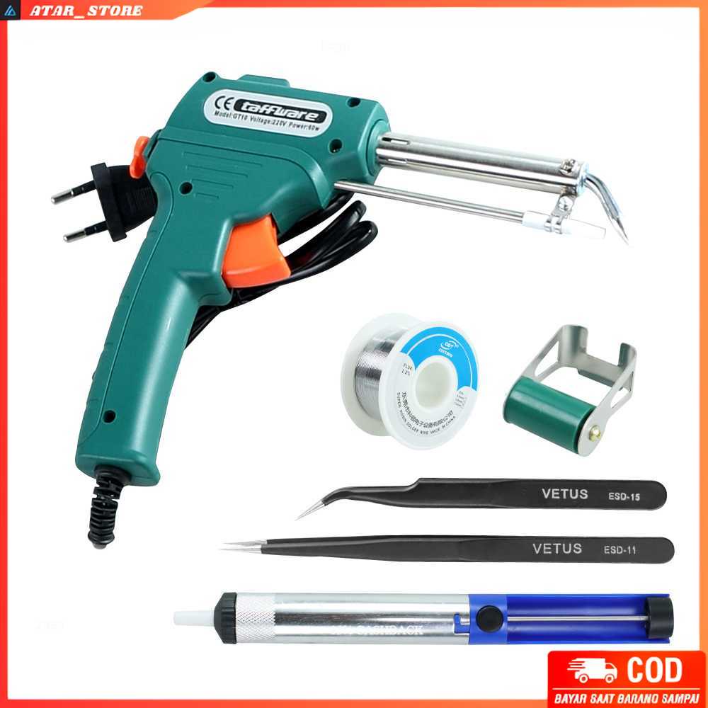 Jual Solder Listrik Tin Gun Handheld Wire Tweezer 60W Lengkap Dengan ...