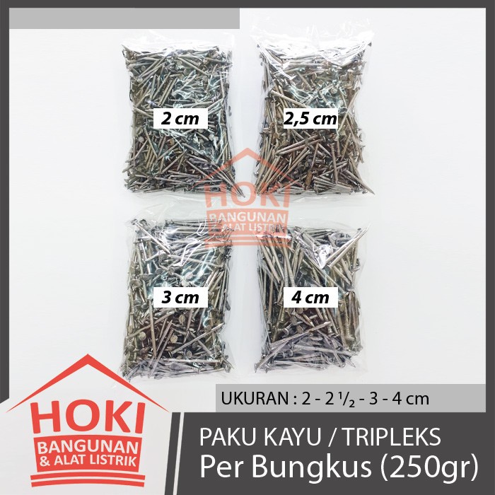 Jual PAKU KAYU TRIPLEKS 2 2,5 3 4 cm PER BUNGKUS 250gr - Seri Ecer 1/4 ...