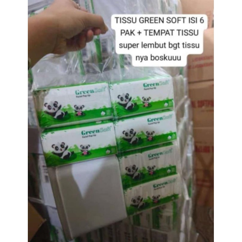 Jual GG [1 PACK 6PCS + FREE BOX] TISU GREENSOFT POPUP 130 SHEETS + BOX ...