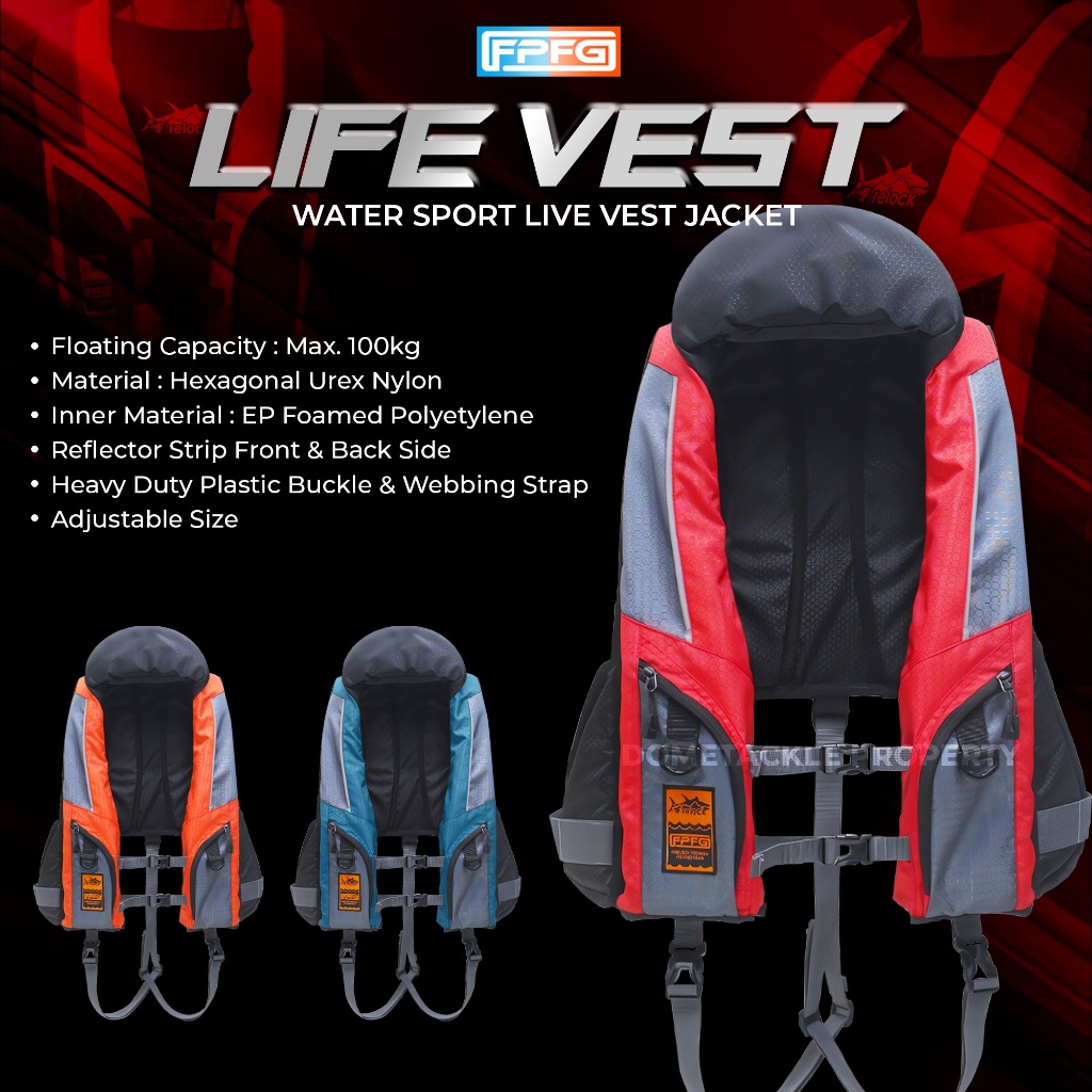 Jual Life Jacket FPFG Firelock Pelampung Rescue All Size Jaket Rompi ...