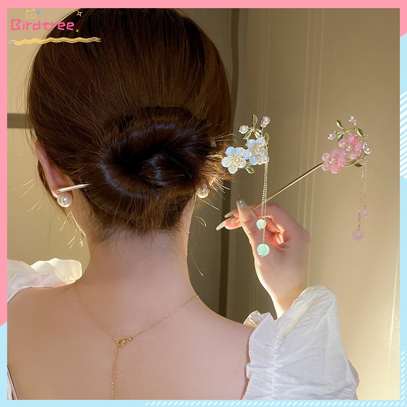 Jual COD Tusuk Konde Bunga Plum Blossom Hairpin Jepit Rambut Rumbai ...