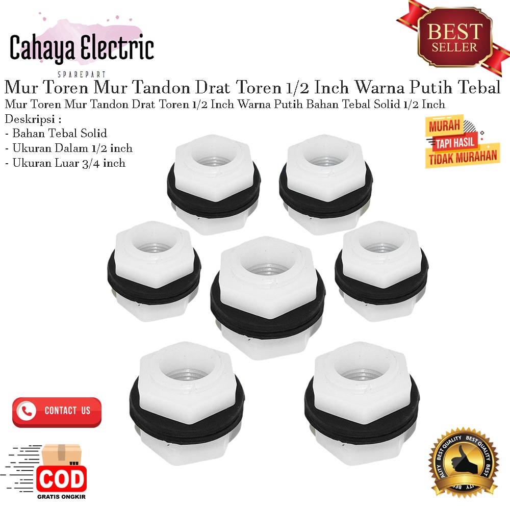 Jual Mur Toren Mur Tandon Drat Toren 1/2 Inch Warna Putih Bahan Tebal ...