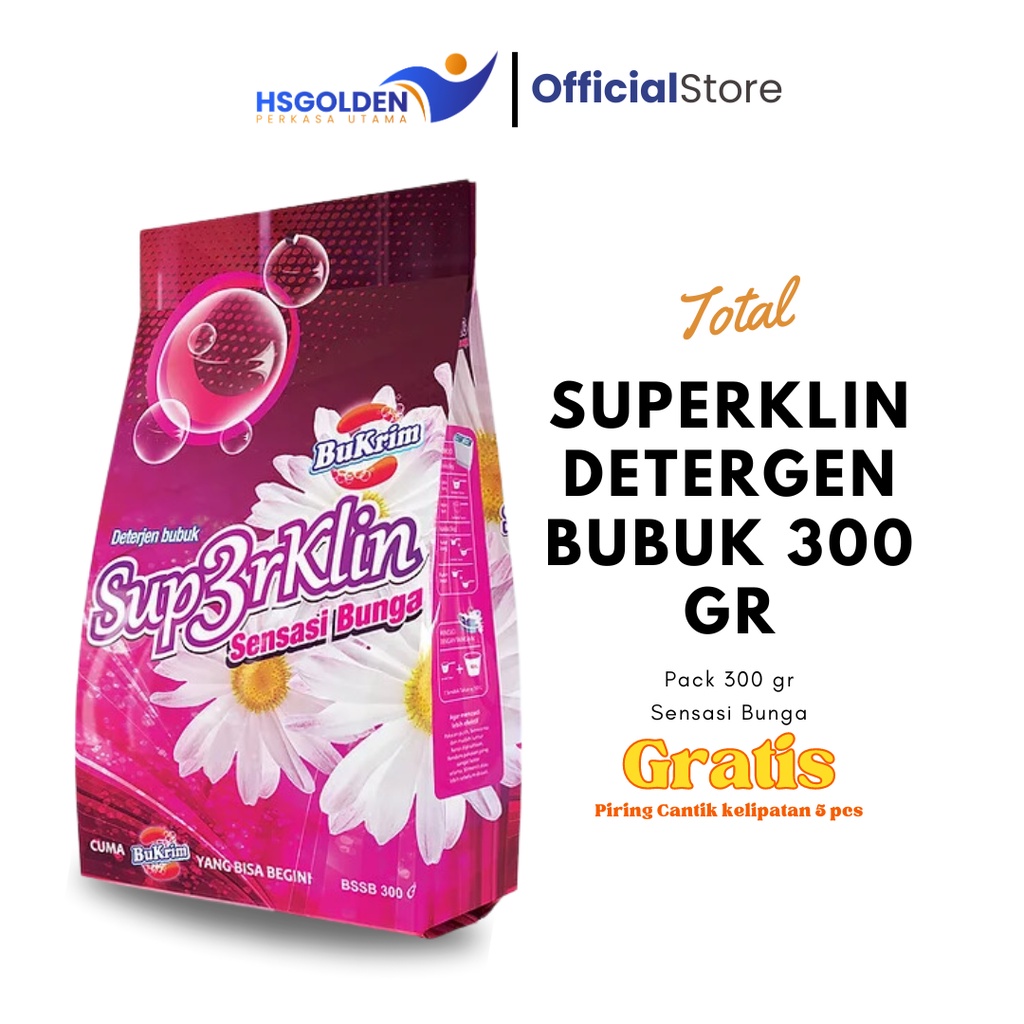 Jual Bukrim Superklin Detergen Bubuk Kemasan Warung 300 gr | Shopee ...