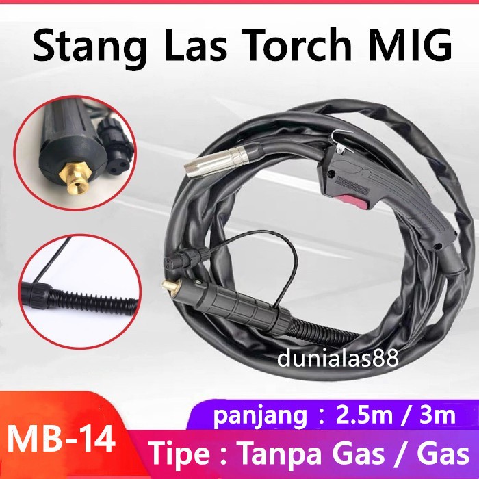 Jual Stang Las Torch MIG CO2 MB 14 AK Welding Torch 2.5M 3M MB14 MB-14 ...