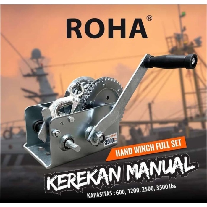 Jual ROHA Hand Winch Single Gear With Wire Rope - ROHA | Shopee Indonesia