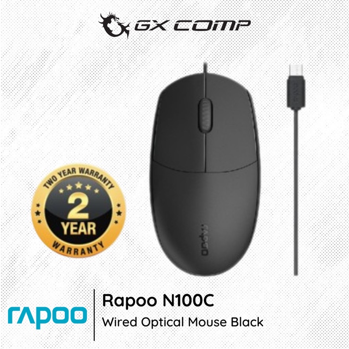 Jual Rapoo N100C - Wired Optical Mouse Black | Shopee Indonesia