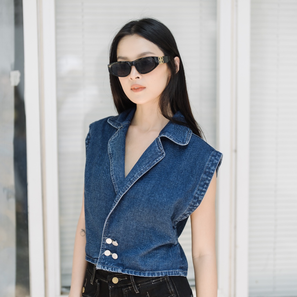 Jual LADOUCE - Rodrigo Denim Outer Vest Atasan Jeans Wanita | Shopee ...