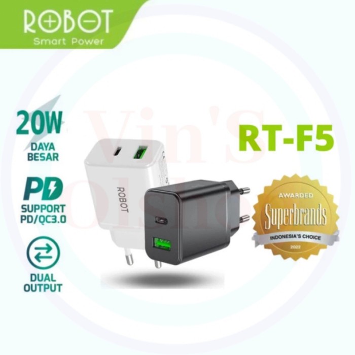 Jual charger Robot RT F5 fast charging QC 3.0 20w 3A Dual Port USB ...
