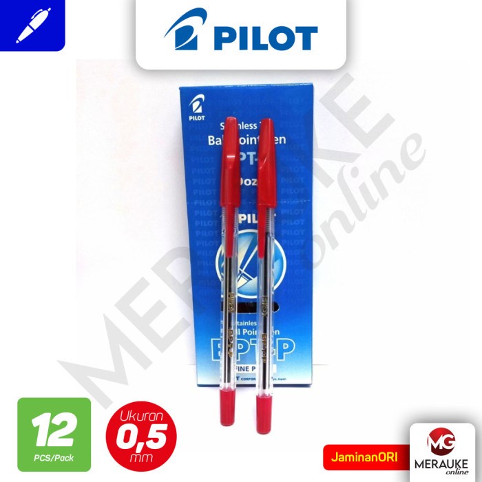 Jual Ballpoint PILOT BPT-P Merah (Pack isi 12 Pcs) | Shopee Indonesia