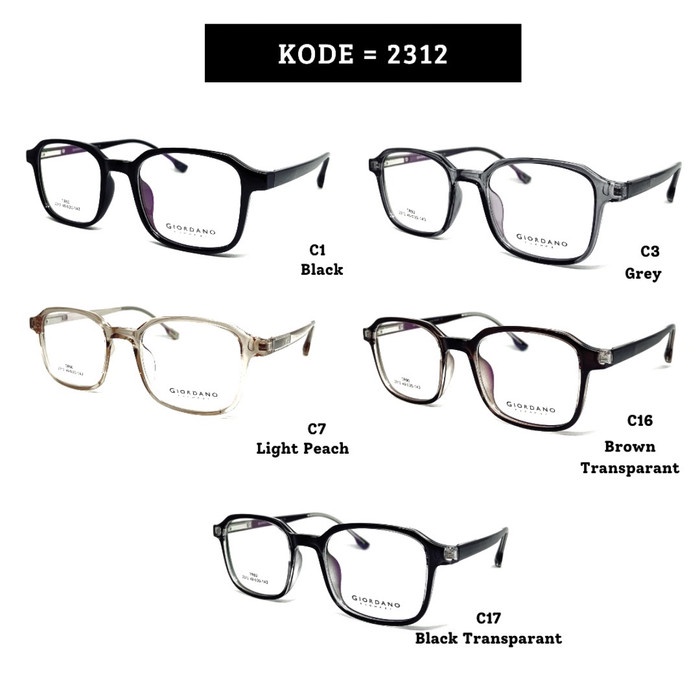 Jual Frame Kacamata Pria / Wanita G-IORDANO 2312 Size 49 Full Frame Lebar 139 / PAKET | Shopee ...