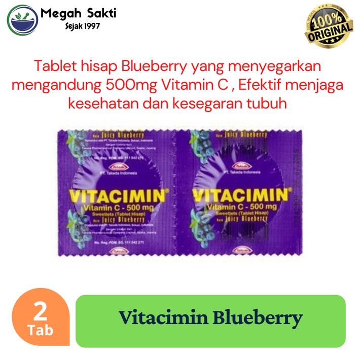 Jual Megah Sakti - Tablet Hisap VITACIMIN Blueberry | Vitamin Daya ...