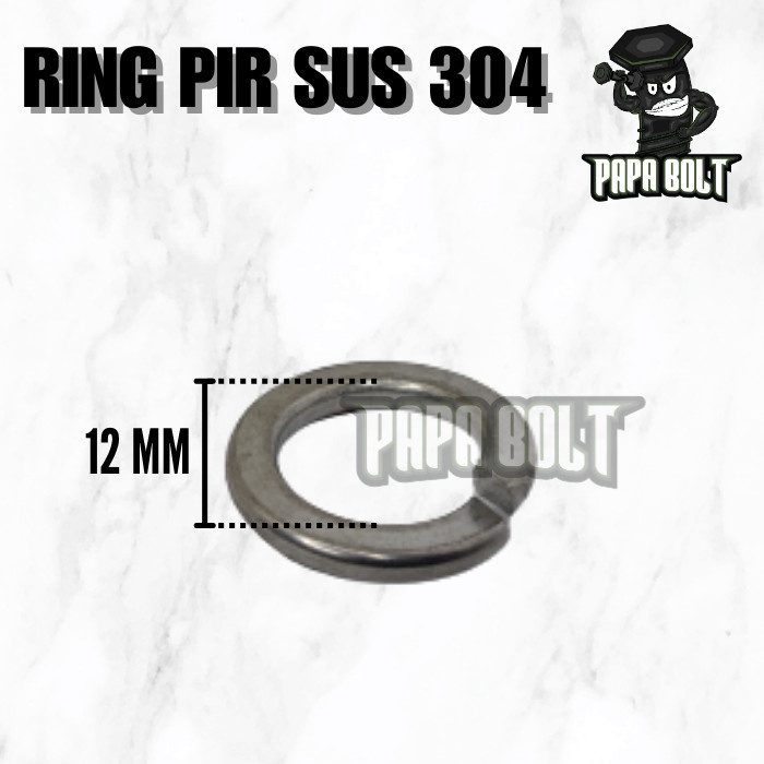 Jual Ring Peer, Ring Pir Stainless SS304 M12 / Spring Lock Washer WL 12mm | Shopee Indonesia