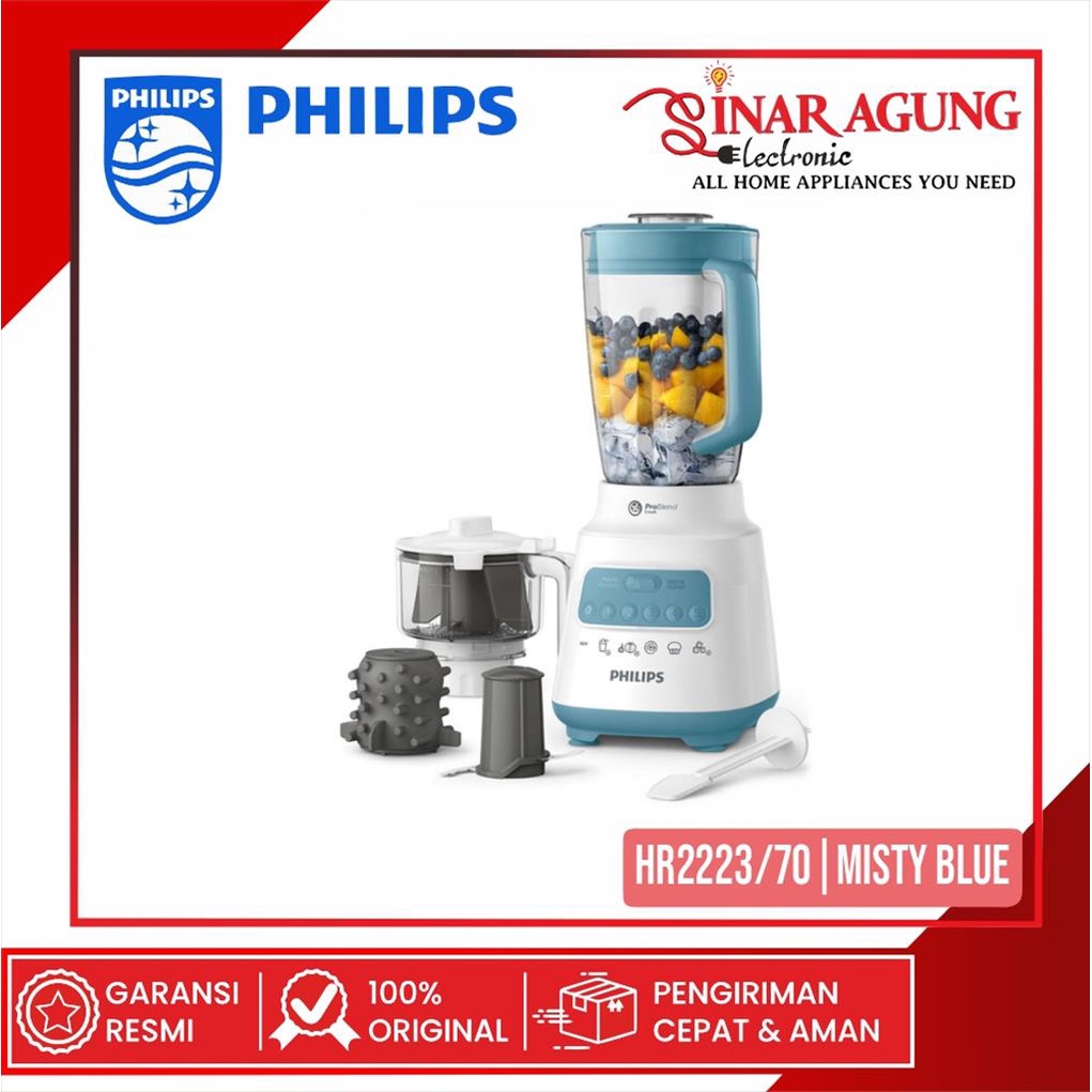 Jual [COD] PHILIPS BLENDER HR2223/70 SERIES 5000 MISTY BLUE 3IN1 ...