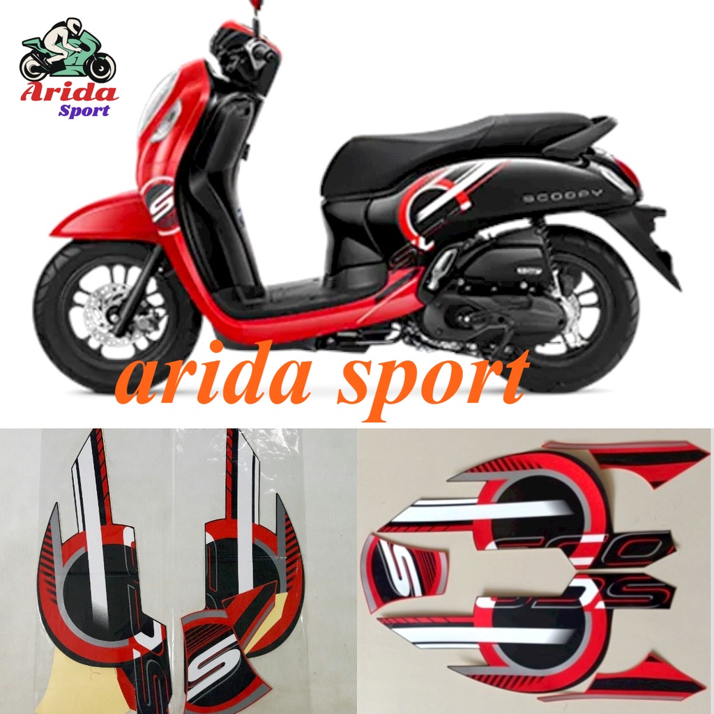 Jual stiker scopy Striping honda Scoopy 2023 2024 sporty merah hitam ...