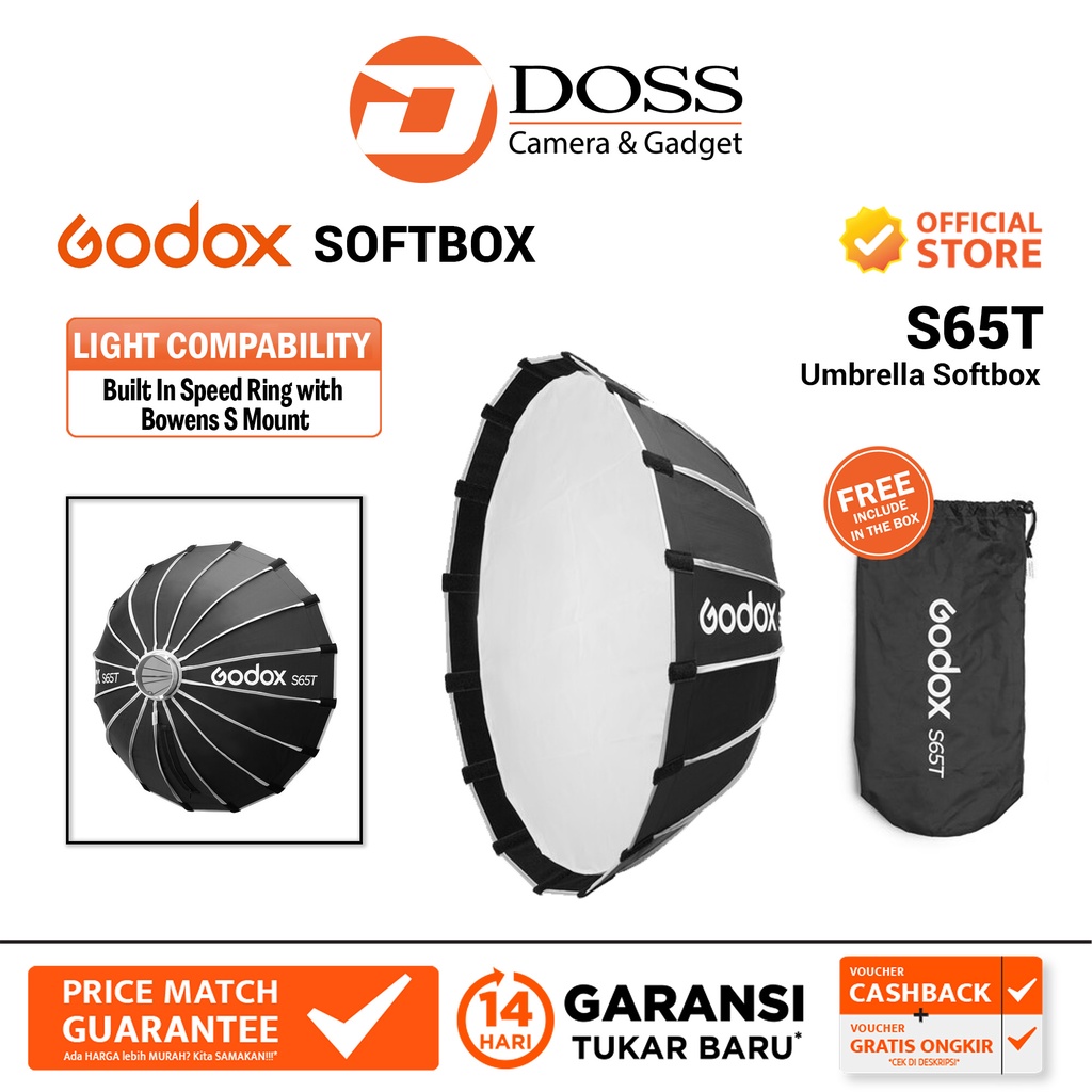 Jual Godox Softbox S65T Quick Release Umbrella Softbox 65cm | Shopee ...