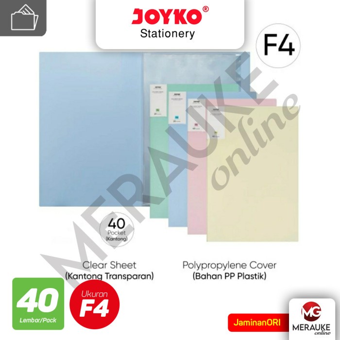 Jual JOYKO Clear Holder Document Keeper DK-D40F4 Pastel F4 Isi 40 ...