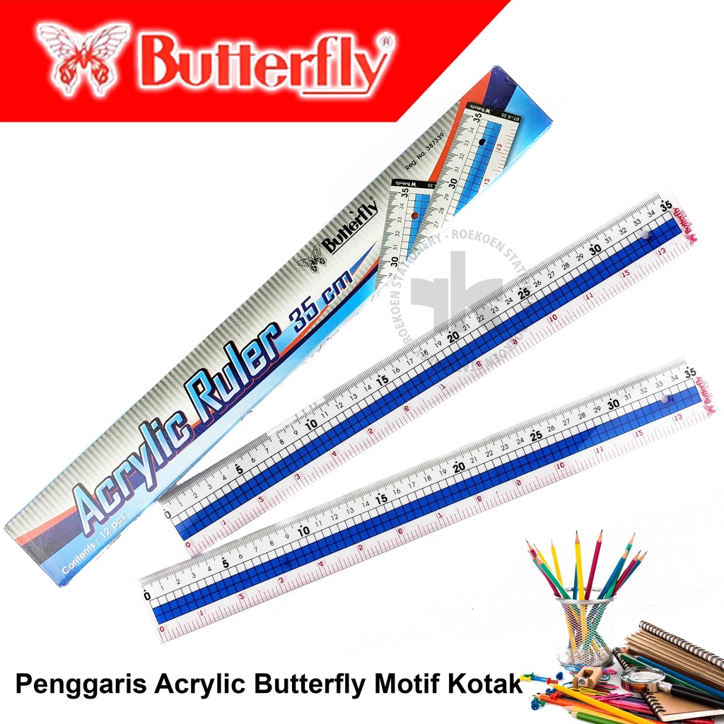 Jual Butterfly Penggaris Mika 35cm Polos BT Acrylic (Tebal) | Shopee ...