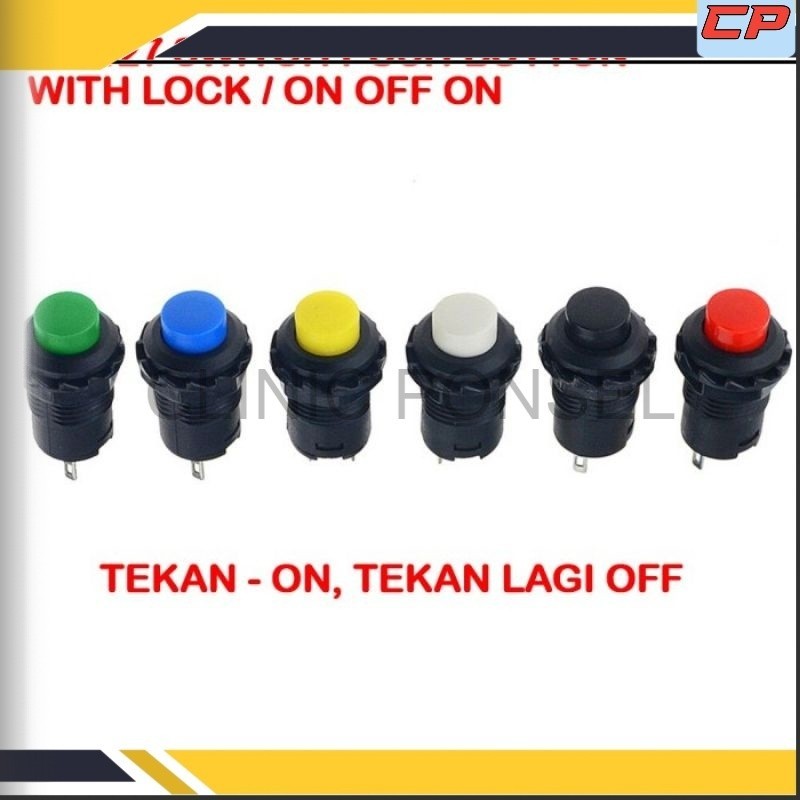Jual SWITCH PUSH BUTTON SAKLAR ON OFF ON 2 PIN DS427 3A 125V 1.5A 250V ...