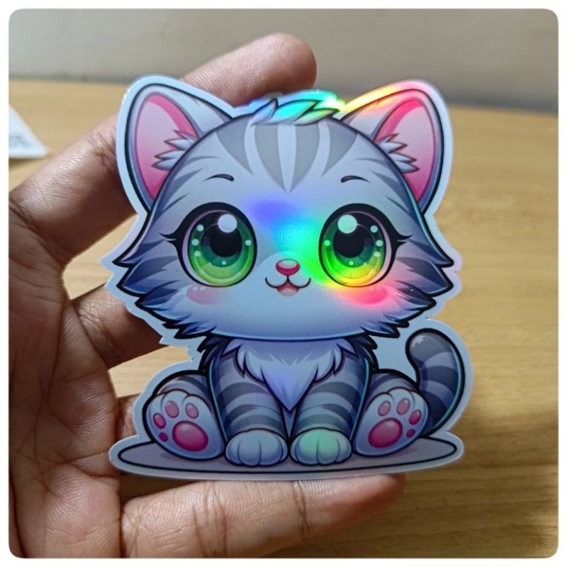 Jual stiker kucing imut lucu helogram | Shopee Indonesia