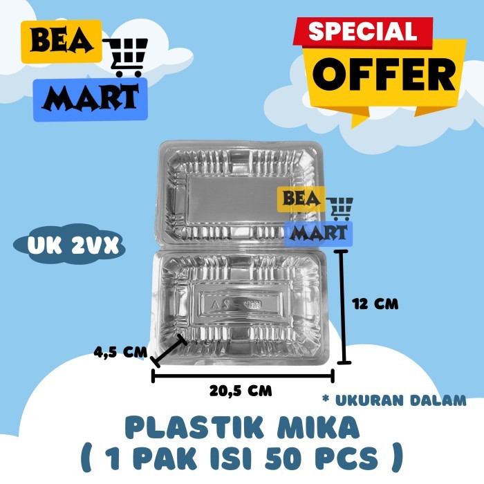 Jual Plastik Mika 2A 1 Pak Isi 50 Pcs | Wadah Kotak Bungkus Kue Nasi ...