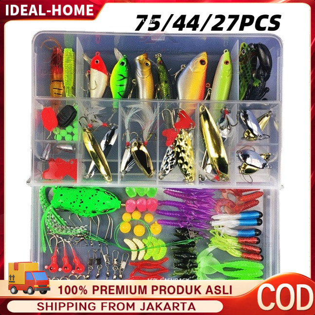 Jual 【COD】75pcs Umpan Casting 1 Set Box Lengkap Umpan Pancing Fishing Tackle Box Soft Plastic ...