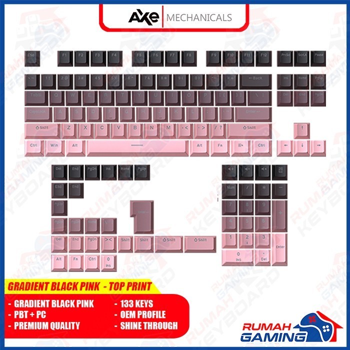 Jual AXE MECHANICALS - OEM - Gradient Black Pink - Top Print - PBT PC ...