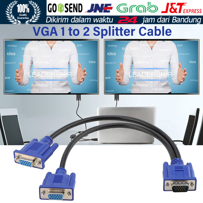 Jual 20/30cm Kabel VGA Splitter 1 Male ke 2 Female / VGA Splitter 2 ...