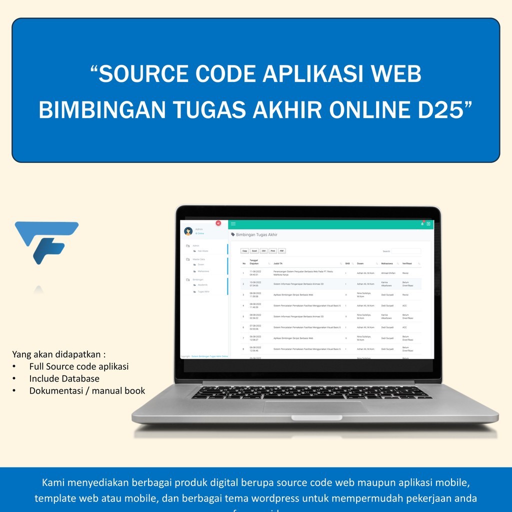 Jual SOURCE CODE APLIKASI WEB BIMBINGAN TUGAS AKHIR ONLINE D25 | Shopee ...