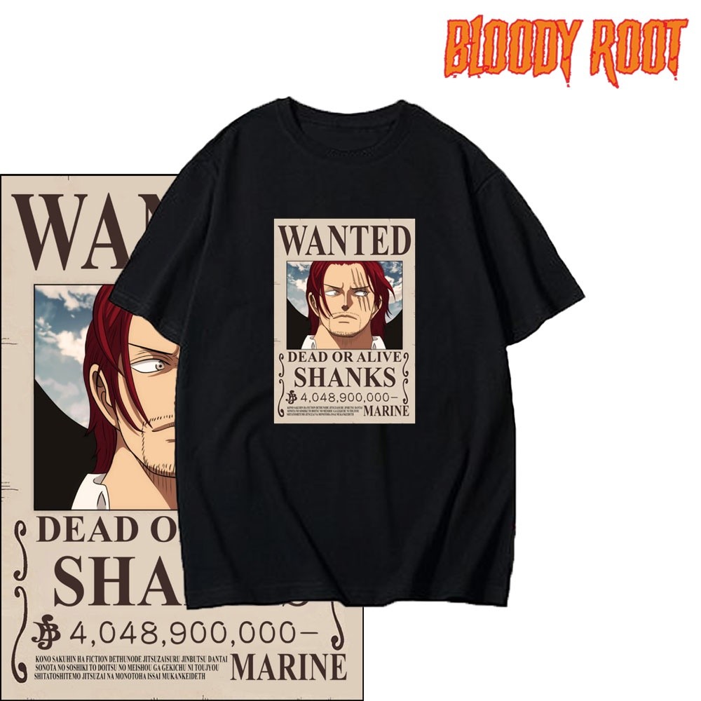 Jual Kaos One Piece Bounty Akagami No Shanks Wanted / Hitam / T-shirt ...