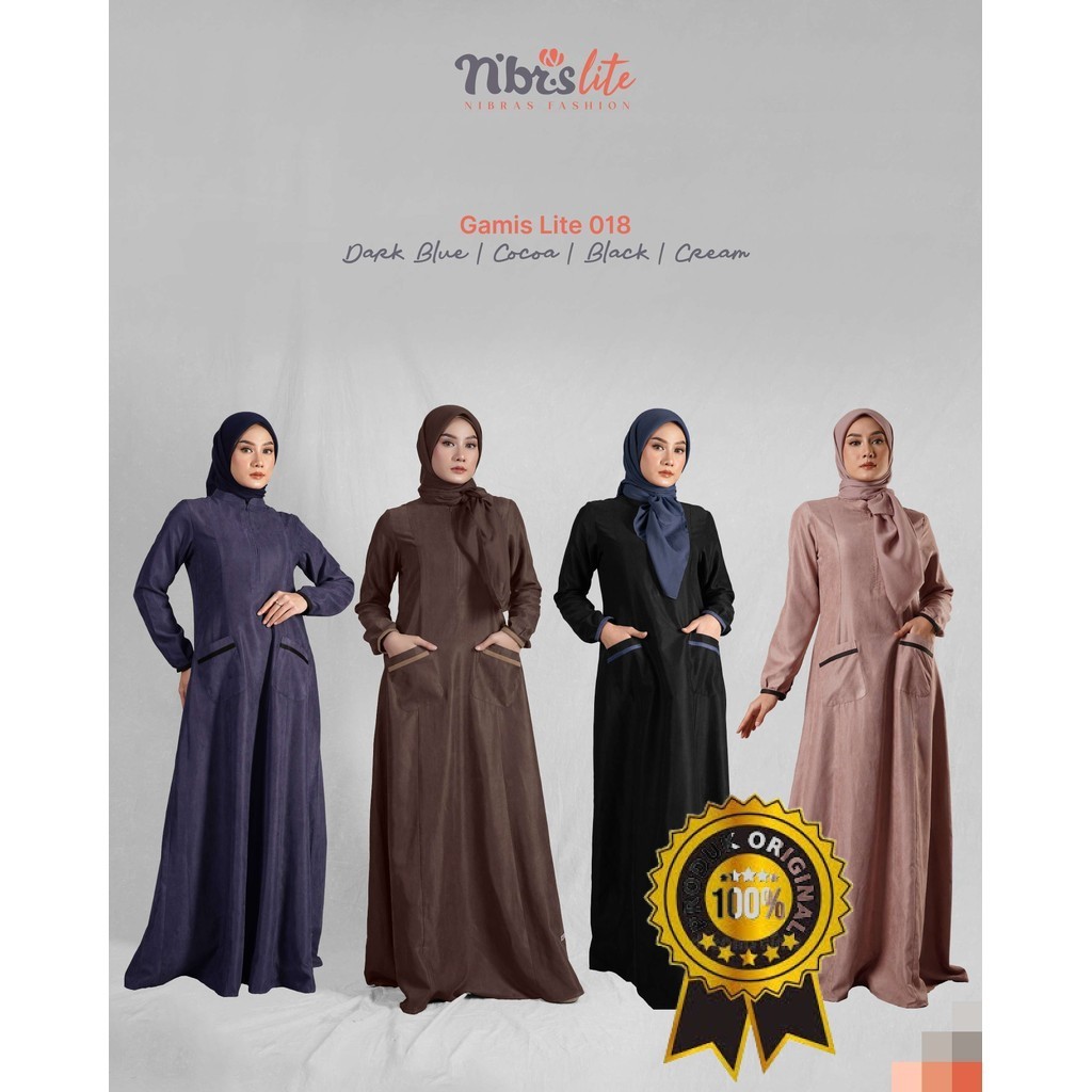 Jual Nibras Gamis Muslim Dewasa Gamis Lite 018 Dress Polos Simple ...