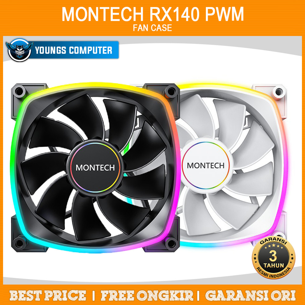 Jual FAN CASE MONTECH RX140 PWM Reversed Fan 14cm ARGB 1600RPM | Shopee ...
