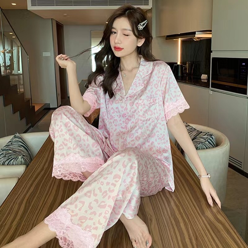Jual Piyama Wanita/cetakan macan tutul merah muda/daster renda/daster ...
